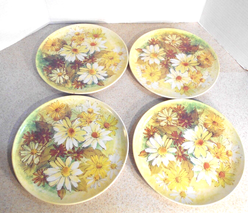 Vintage 60s Melmac Flower Dinner Plates 4 Miramar hard plastic Mid ...