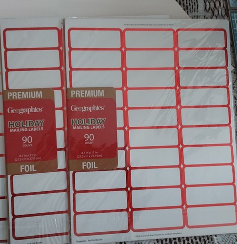 Premium Geographics Red Foil Border Address Mailing Labels 2 Pack 90 ...