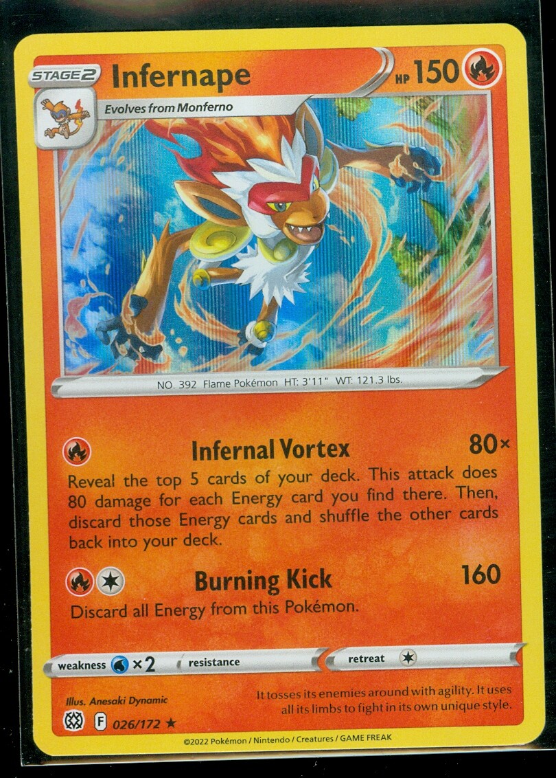 Pokemon INFERNAPE 026/172 - Brilliant Stars - RARE HOLO - MINT | eBay