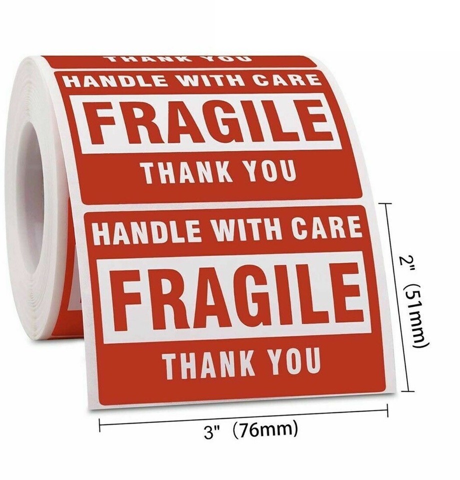 Handle With Care Fragile Parcel Labels- Postage Stickers Permanent Self ...