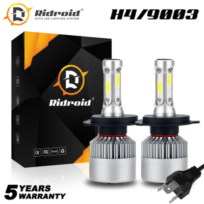 Ridroid H4 9003 LED Headlight Bulbs Conversion Kit High Low Beam ...