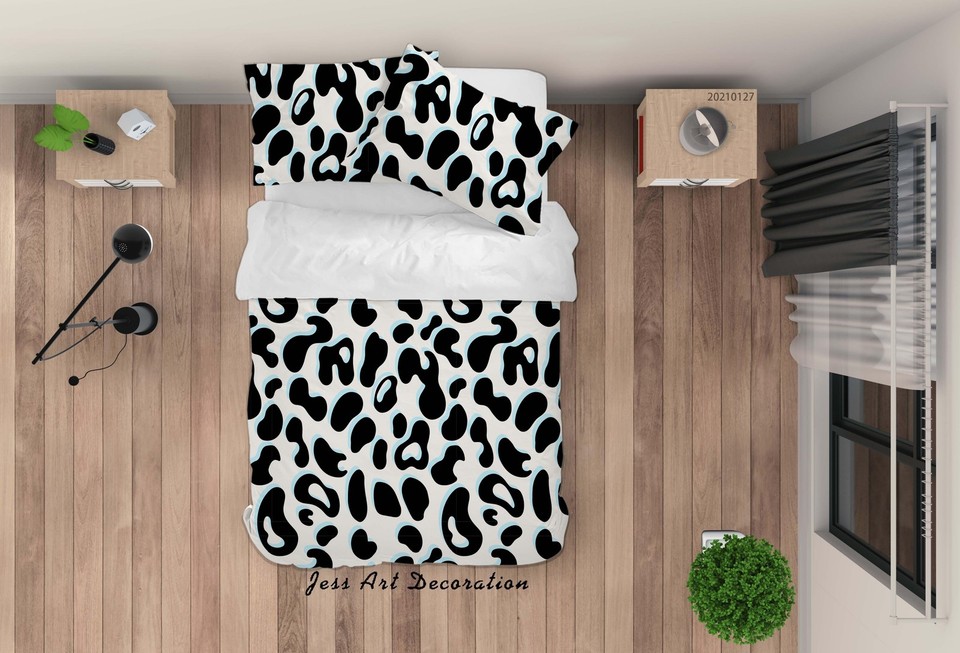 3D Hand Drawn Animal Print Green Quilt Cover Set Bedding Set Duvet ...