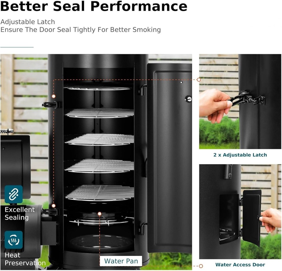 Extra Large BBQ Smoker Vertical Charcoal Smoker Grill BBQ Gill with ...