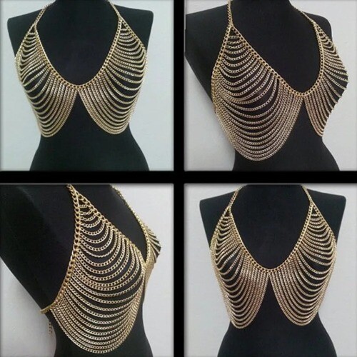 Fashion Women Bra Chain Metal Chain Body Jewelry Harness Jewellery ...