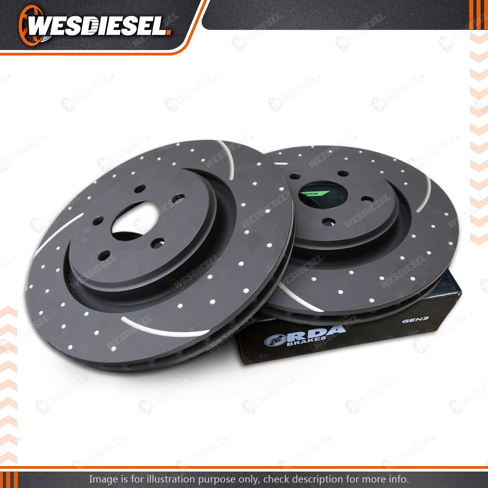 2Pcs Front Slotted and Dimpled Direct Replacement Disc Brake Rotors ...