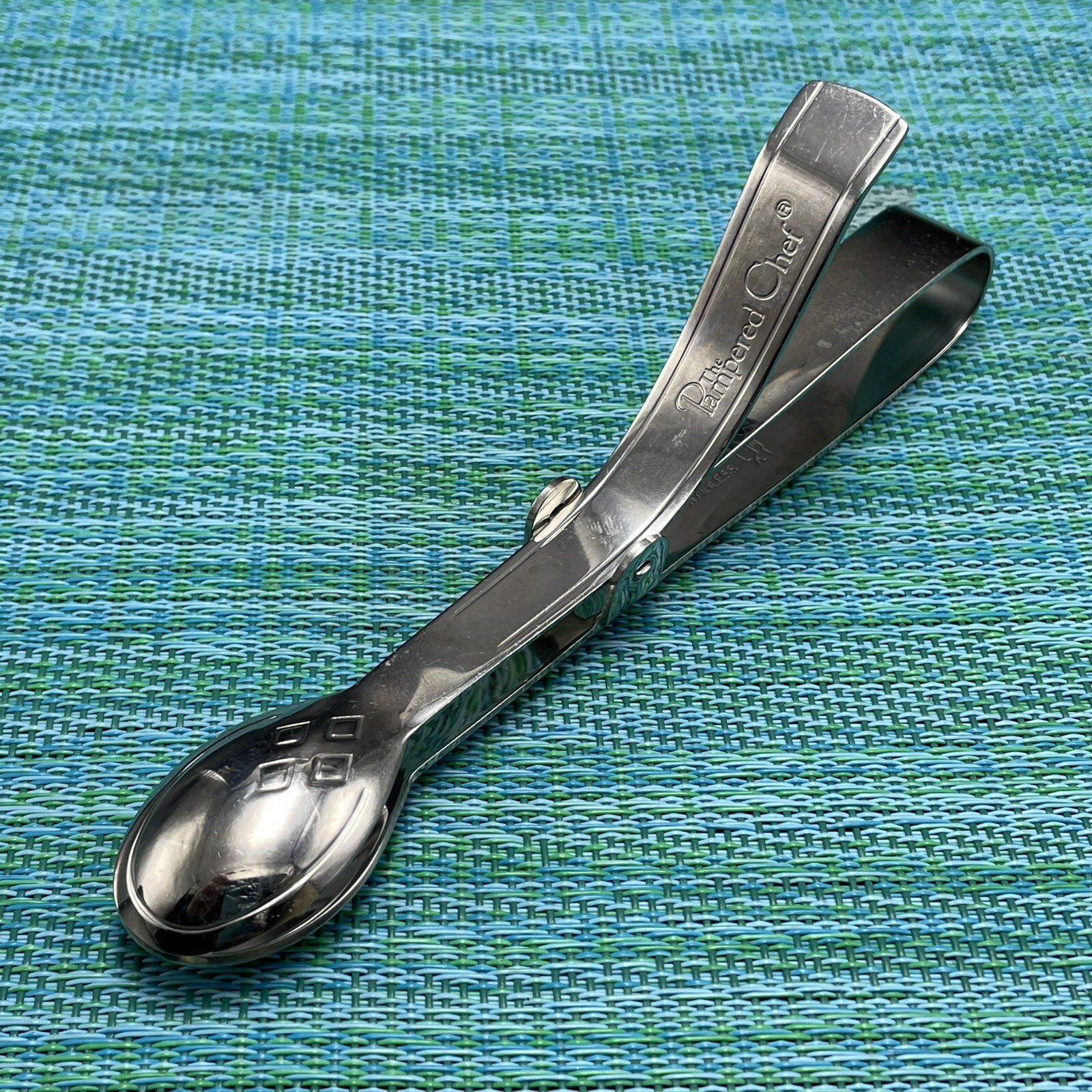 Pampered Chef Small 6” Double Spoon Serving Tongs #2560 Stainless ...