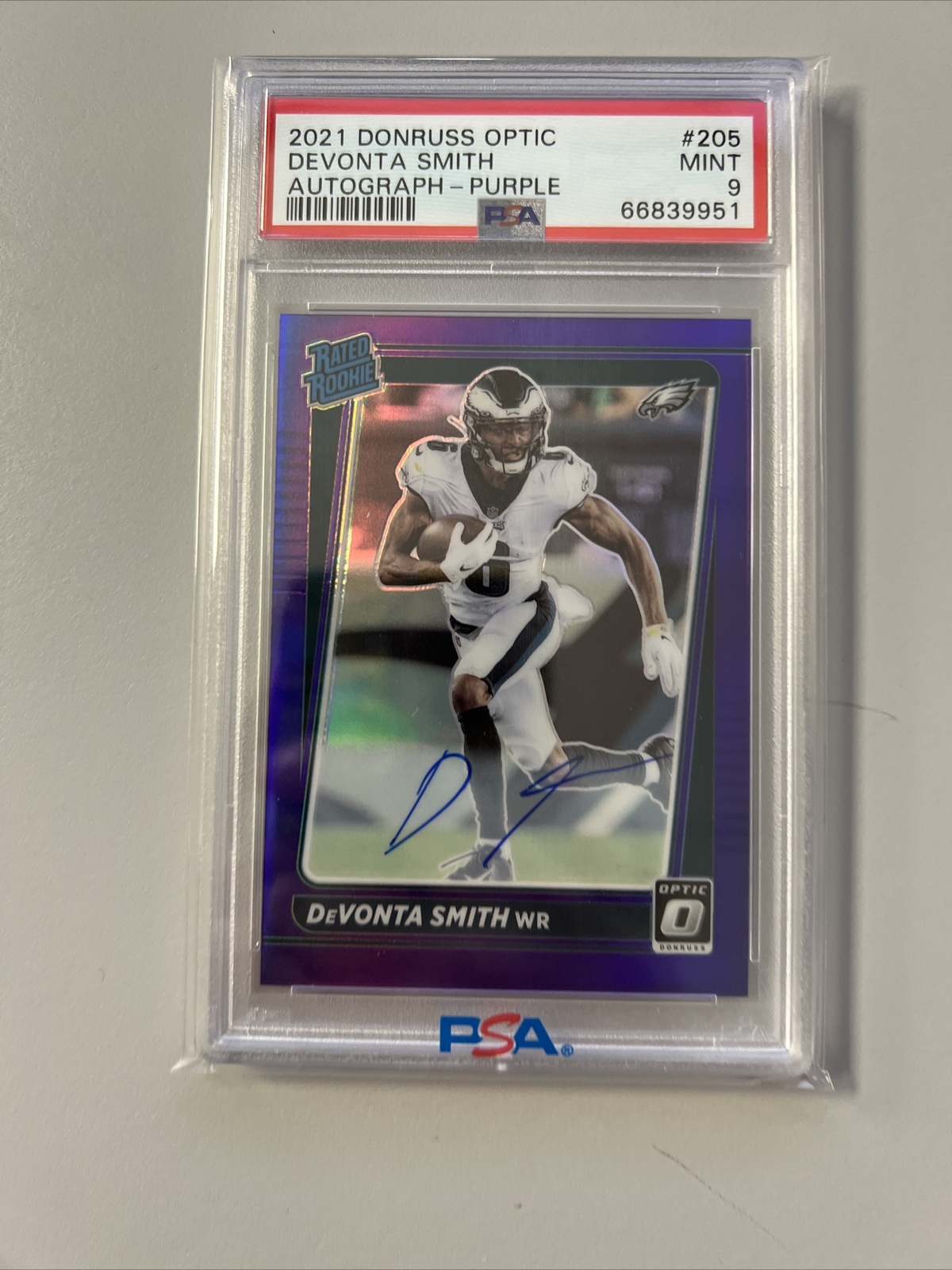 2021 Panini Donruss Optic Football Devonta Smith Purple Auto /35 Psa 9 ...