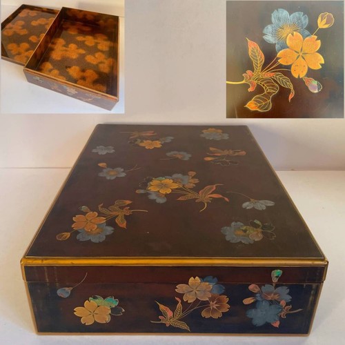 Raden-Zaiku Japanese Writing Box Gold Nashiji Makie Lacquerware Rare ...