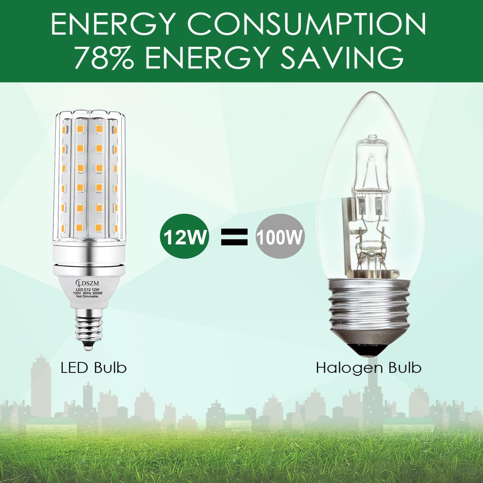 E12 LED Bulbs,12W LED Corn Light Bulb, E12 LED Bulb 100W Equivalent ...