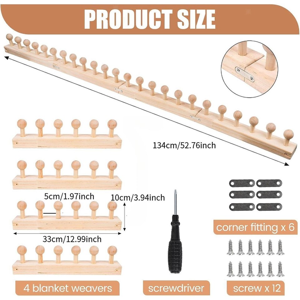 52.99'' Chunky Knit Blanket Loom Kit Home Decor Knitting Set for Thick ...