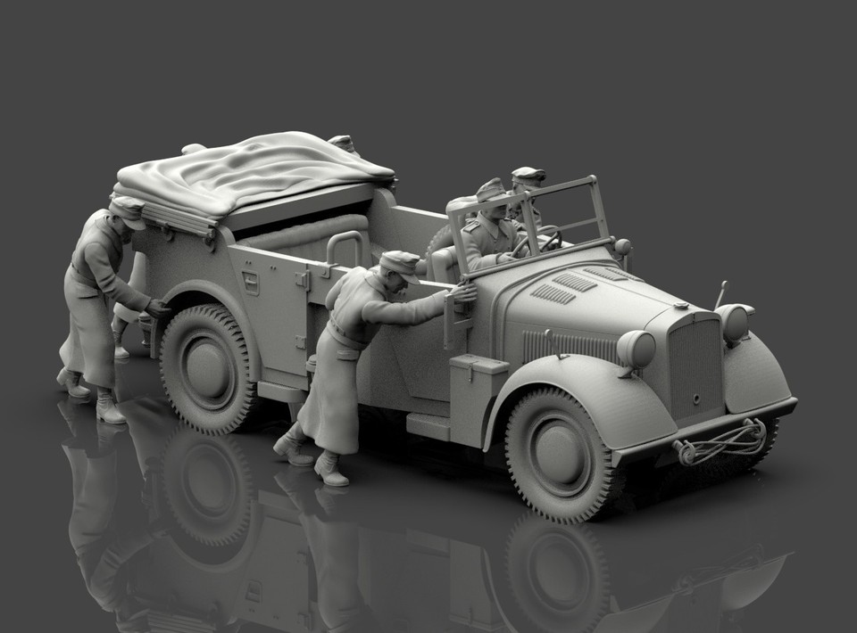 German Soldiers Officers Pushing Horch 901 WW2 1:35 Resin 3D Printed | eBay