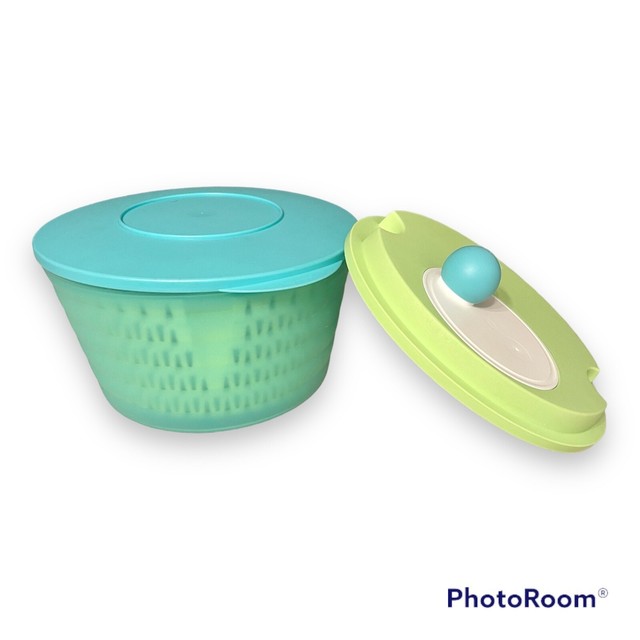 Tupperware Salad Lettuce Spinner Spin N Save Serving Bowl Teal 3776 4pc ...