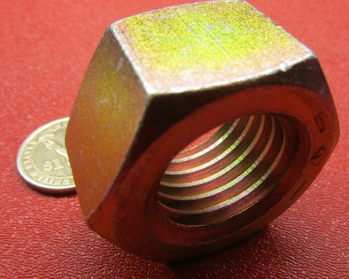 Zinc Yellow Hex Nut, Grade 8 Steel, RH 1 1/8"-7 x 31/32" Height - 5 Pcs ...