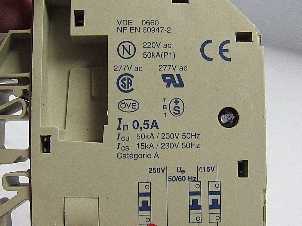 TELEMECANIQUE THERMAL MAGNETIC BREAKER GB2-CB05 GB2CB05 0,5 AMP A 0,5A ...