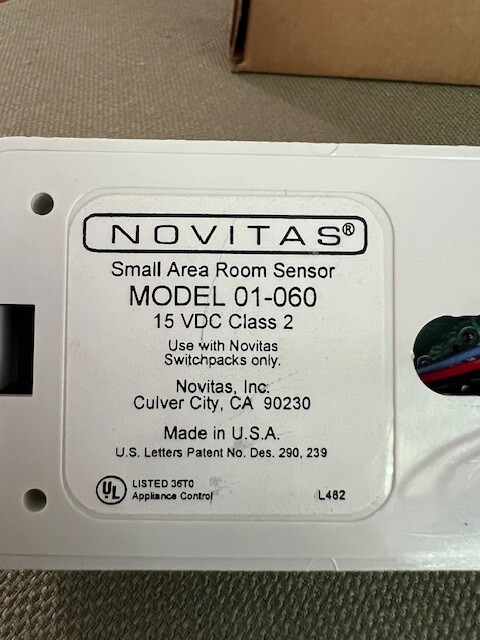 Novitas 01-083 Automatic Lighting Control Two Way Room Sensor 15vdc ...