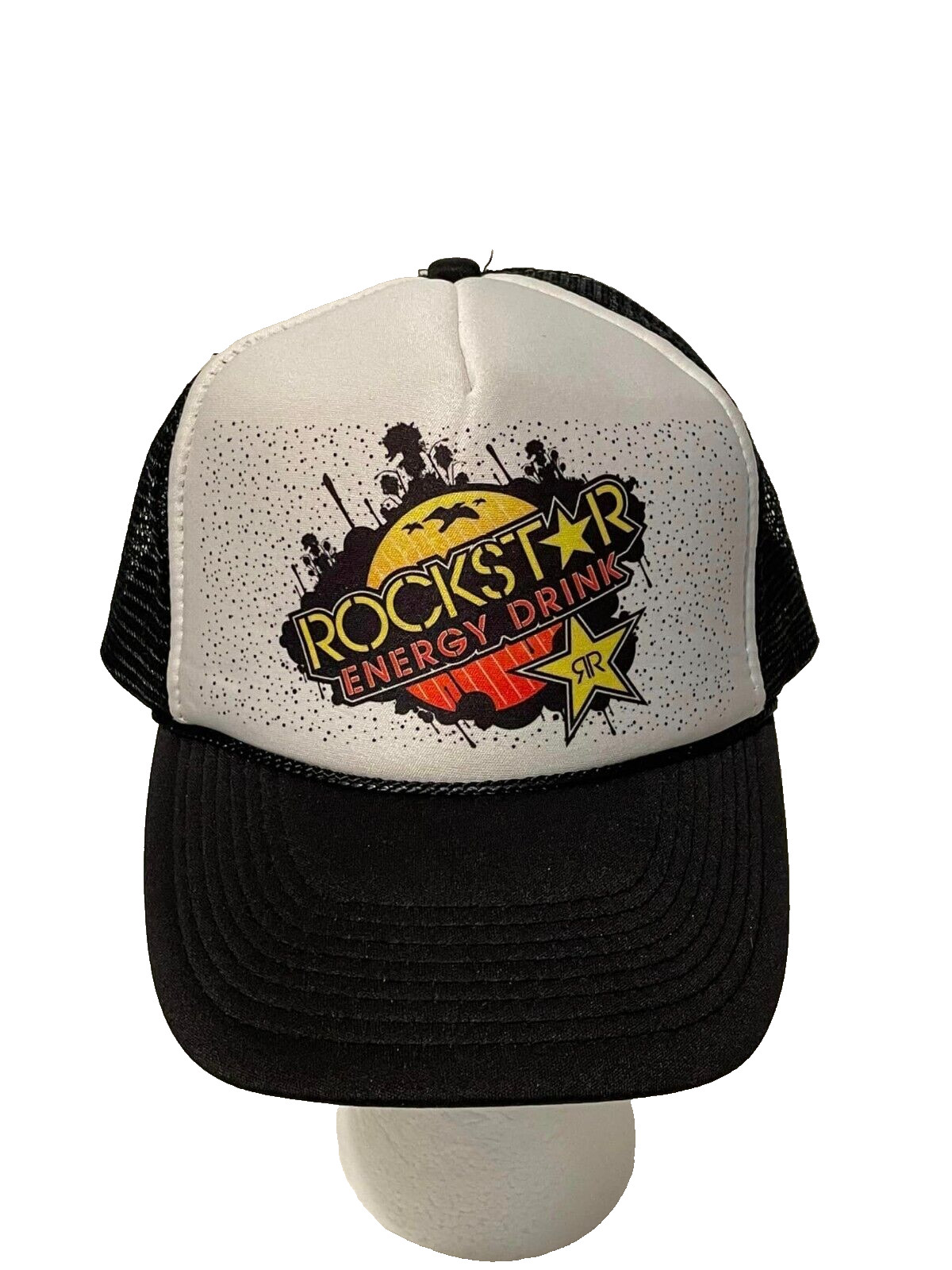 Vintage ROCKSTAR Energy Drink Trucker Snapback Hat Bl… - Gem