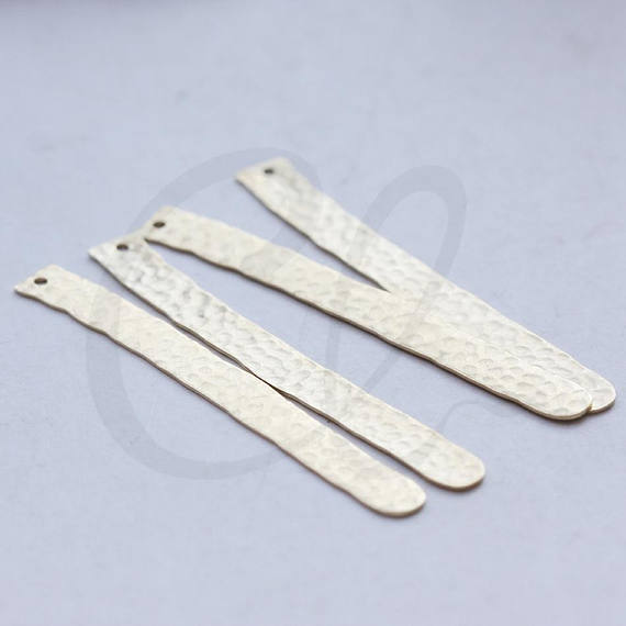 10 Pieces Raw Brass Textured Hammered Near Rectangle Pendant-56x6mm (CW ...