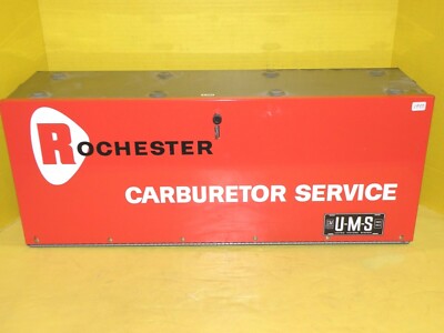 DELCO SIGN 1957 ROCHESTER CARBURETOR SERVICE CABINET UNITED MOTORS ...