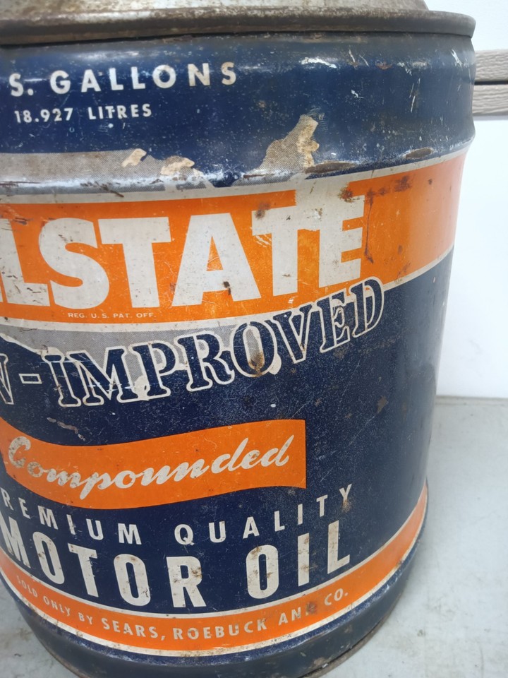 Vintage Allstate Motor Oil 5 Gallon Can Vintage Gas Station Can | eBay