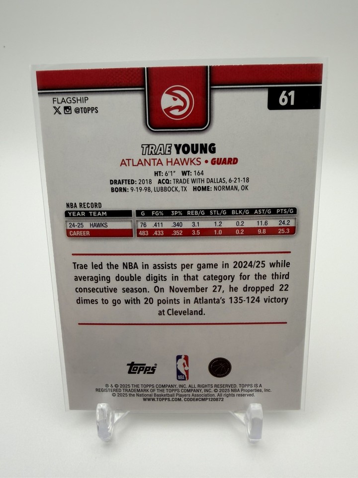 2025-2026 Topps NBA Trae Young #61 Atlanta Hawks Gold /2025 Parallel SP | eBay