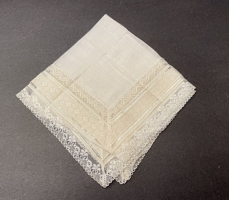 Fancy Vintage IVORY Linen Hankie Lace Bridal Wedding Handkerchief | eBay