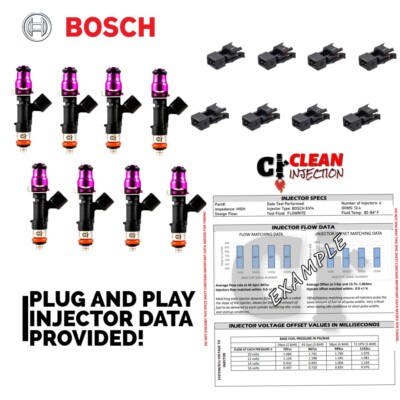 8 Bosch 650cc EV14 Fuel Injectors LS1 LS6 LT1 Camaro Corvette GM 5.7L ...