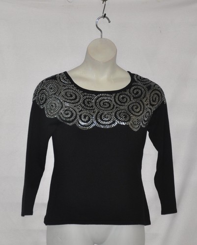 Linea by Louis Dell'Olio Sequin Embellished Sweater Size S Black | eBay