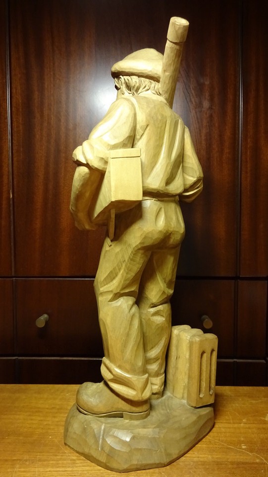 16" HAND CARVED WOOD HEATING SANITATION ENGINEER TECHNICIAN STATUE ...