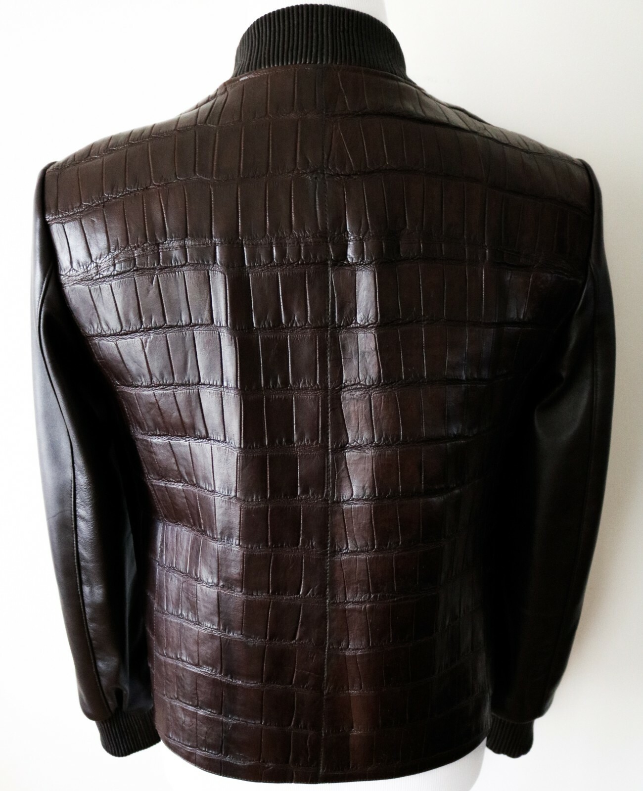 $36795 FREDO FERRUCCI Brown Crocodile Alligator Leather Bomber Jacket ...
