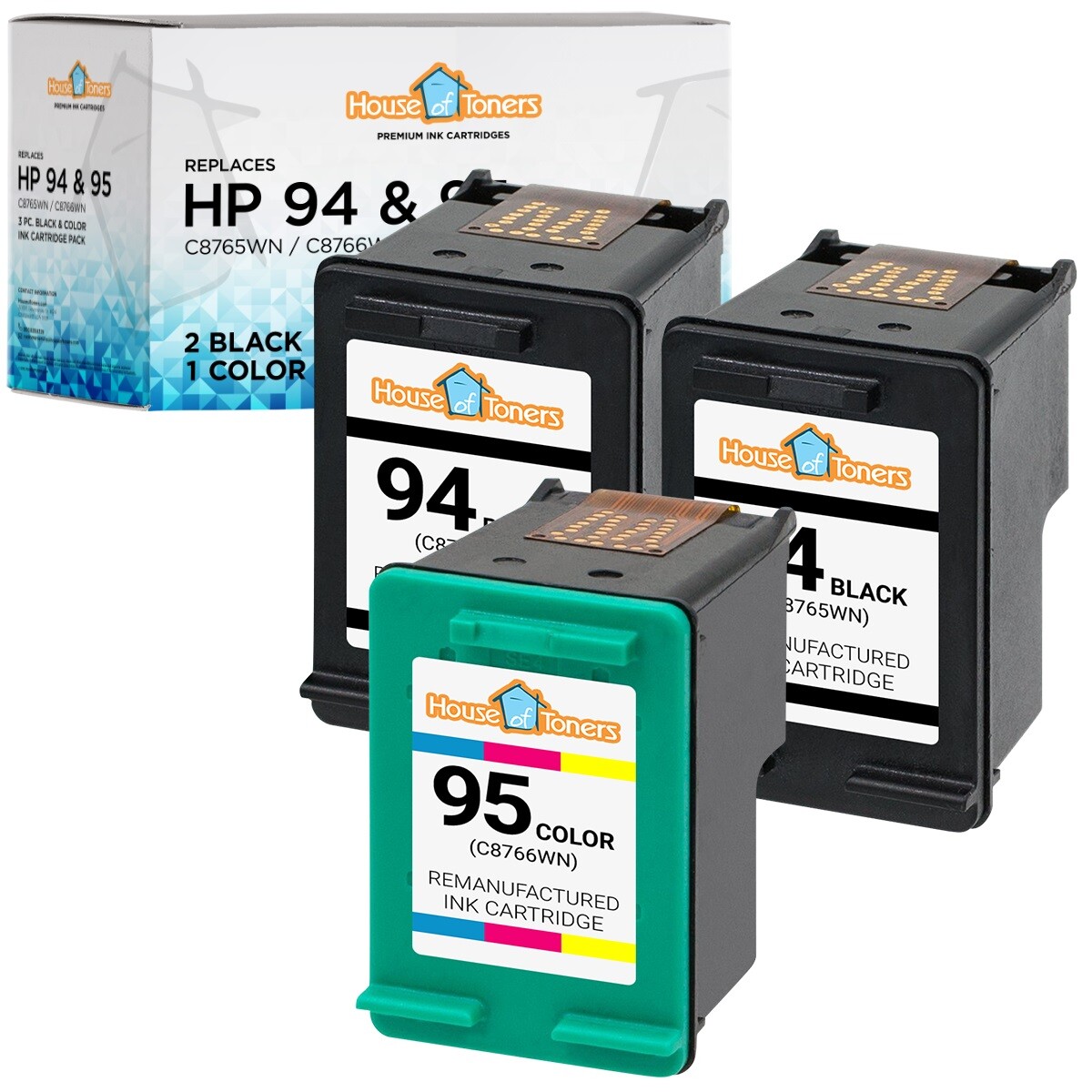 3PK Fits HP 94 Black HP 95 Ink Cartridge for HP Officejet 150 2710 6200 ...