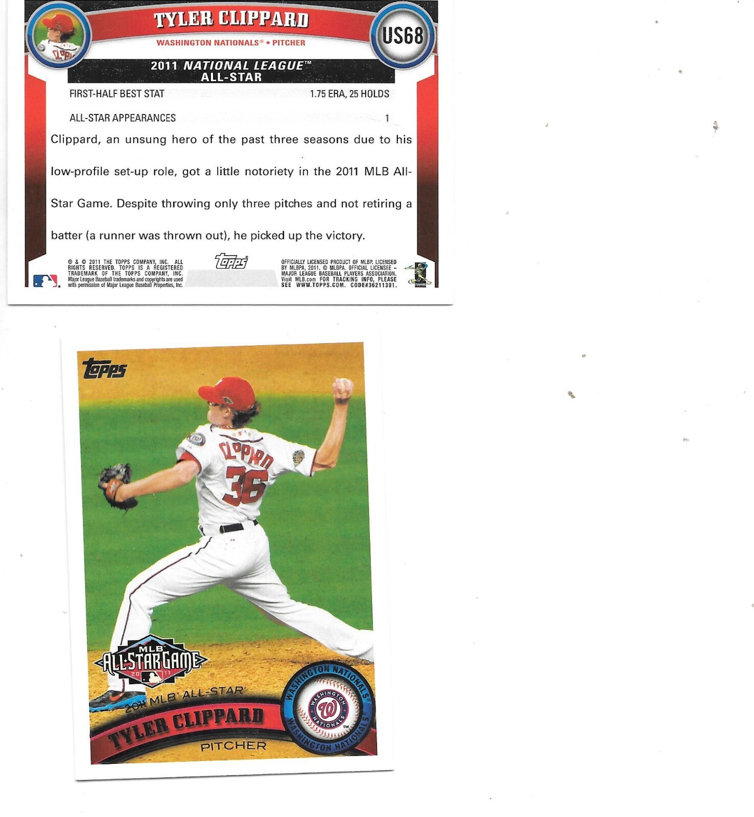 Tyler Clippard 2011 Topps Update Series AS Baseball Card #US68 BOGO ...