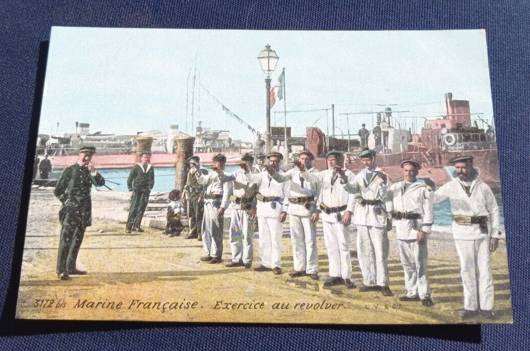 Old Postcard French Marines Practice Shooting Guns Revolvers Circa 1910 ...