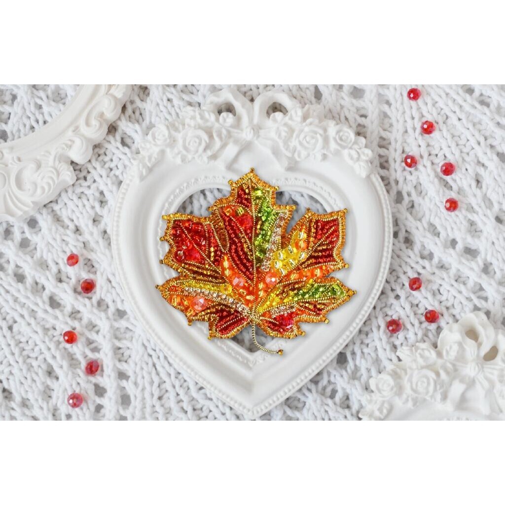 DIY Jewelry Making Beading kit Maple leaf Brooch Bead Embroidery ...