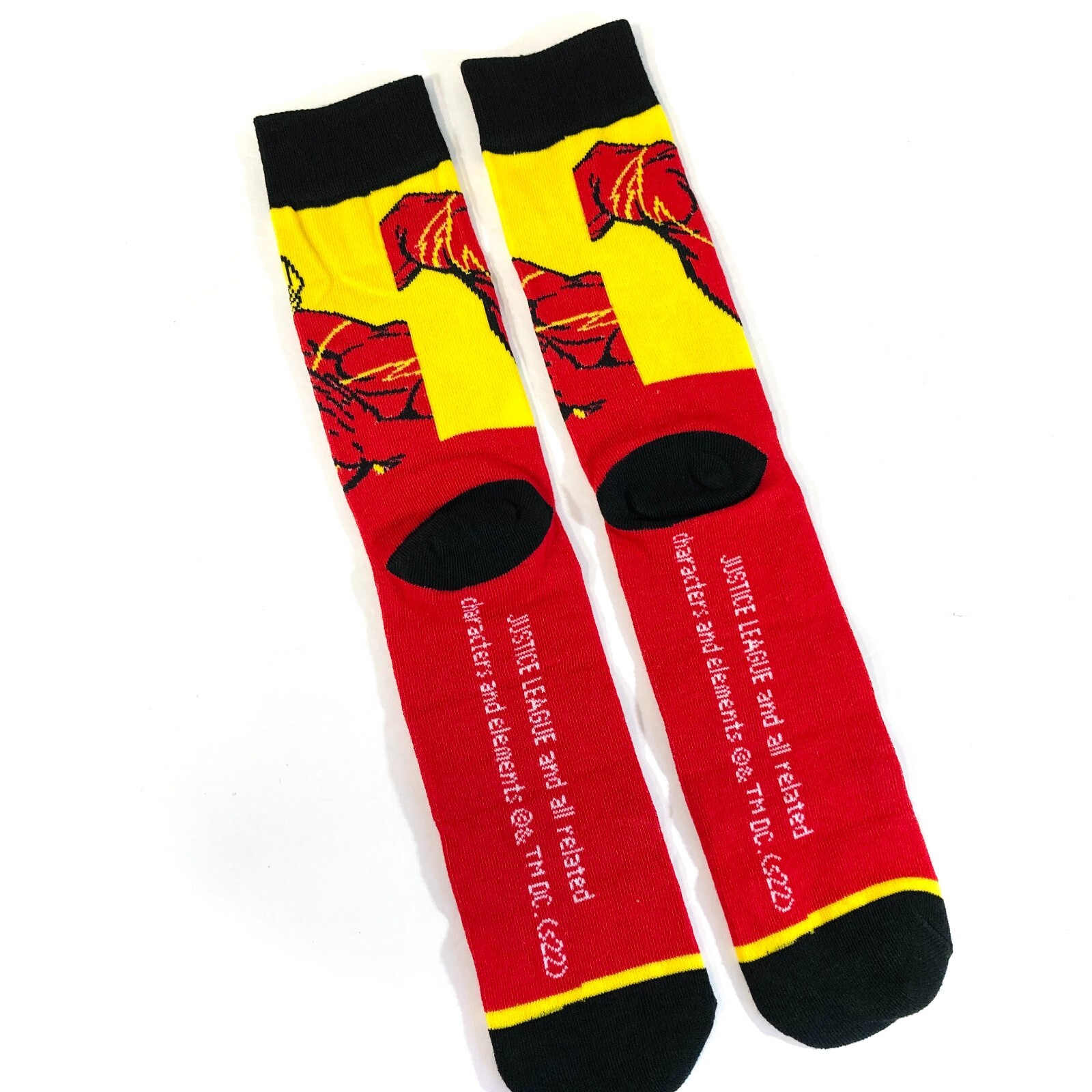 new THE FLASH SOCKS red yellow black BIG LOGO spellout dc comics MENS ...