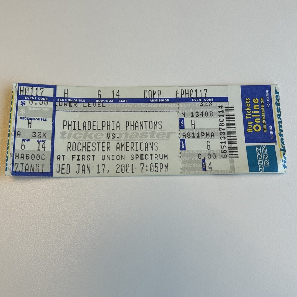 Philadelphia Phantoms vs Rochester Americans Jan 17, 2001 @First Union ...