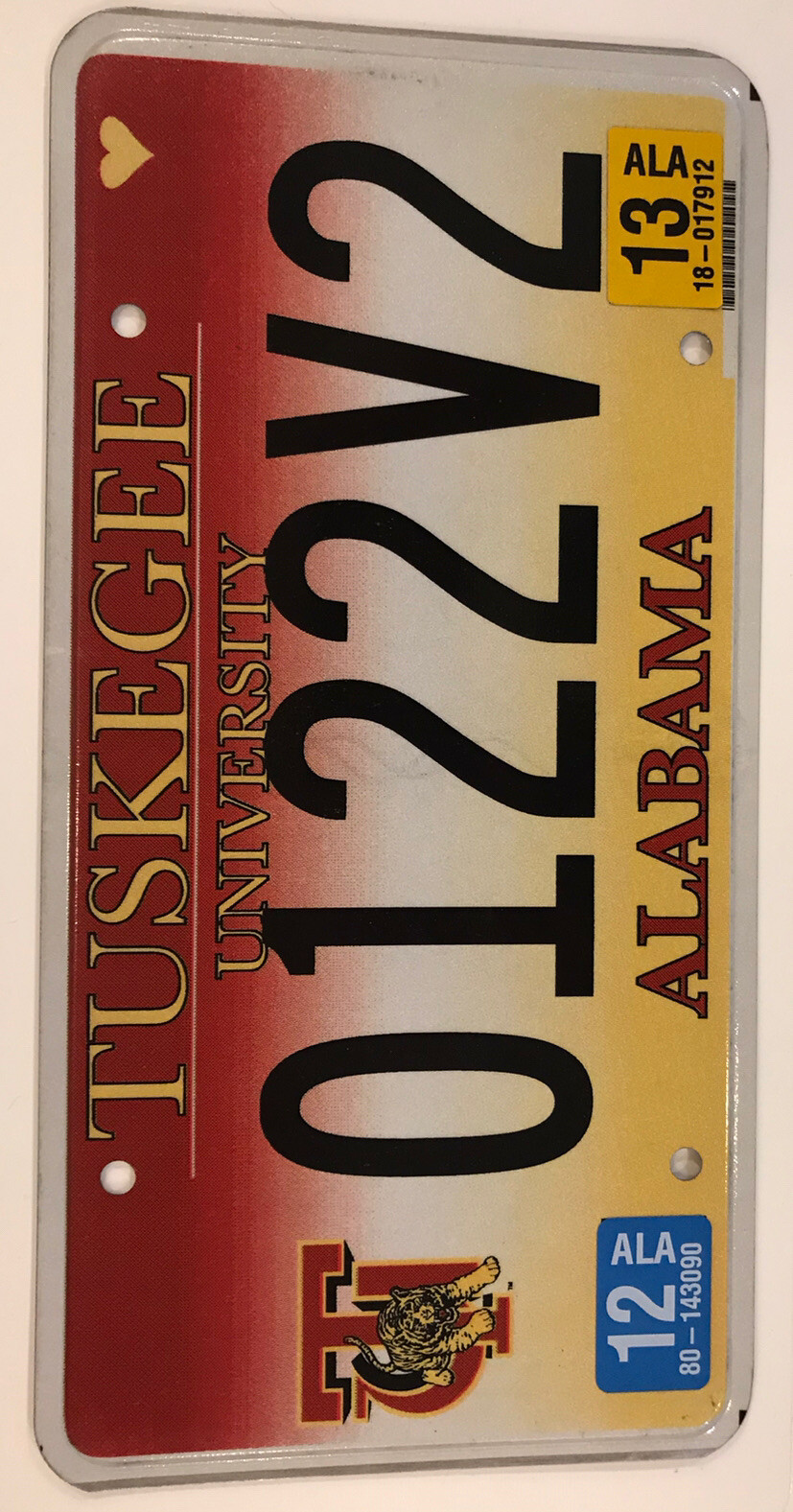 TUSKEGEE UNIVERSITY GOLDEN TIGER license plate Crimson Gold Fan Airmen ...