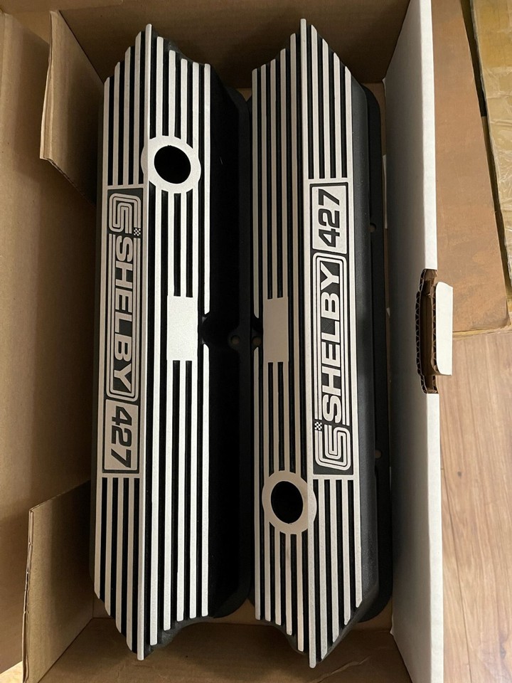 Ford FE Tall SHELBY 427 Black Valve Covers - Die-Cast Aluminum - Ansen ...