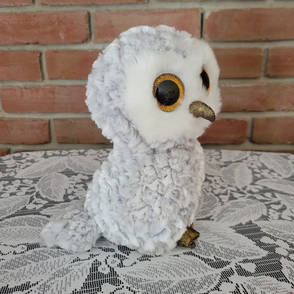 Ty Beanie Boo Boos Owlette Silver & Gold Glitter Owl 10" Big Sparkle ...