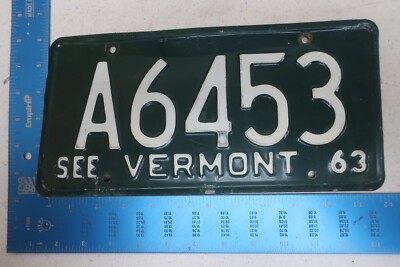 Vermont License Plate Tag 1963 63 A6453 | eBay