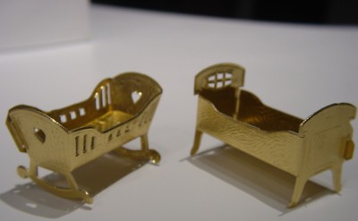 DRESDEN DIE CUT GOLD FOIL PAPER SHEET OF 4 BABY CRADLES VICTORIAN ...