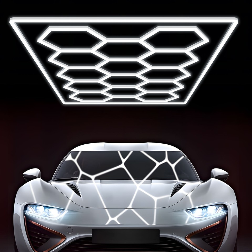 14 Hexagon LED Lighting Car Detail Home Garage Workshop Retail ...