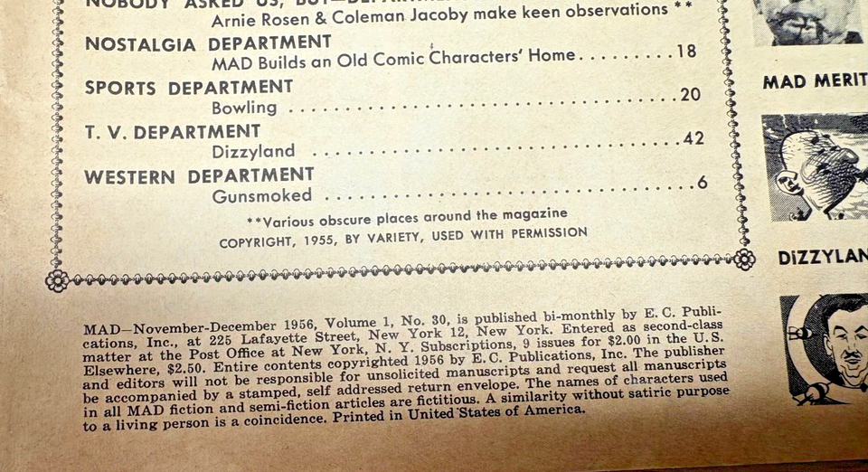 Vintage - Mad Magazine #30 - Dec. 1956 - First Alfred E. Neuman Full ...