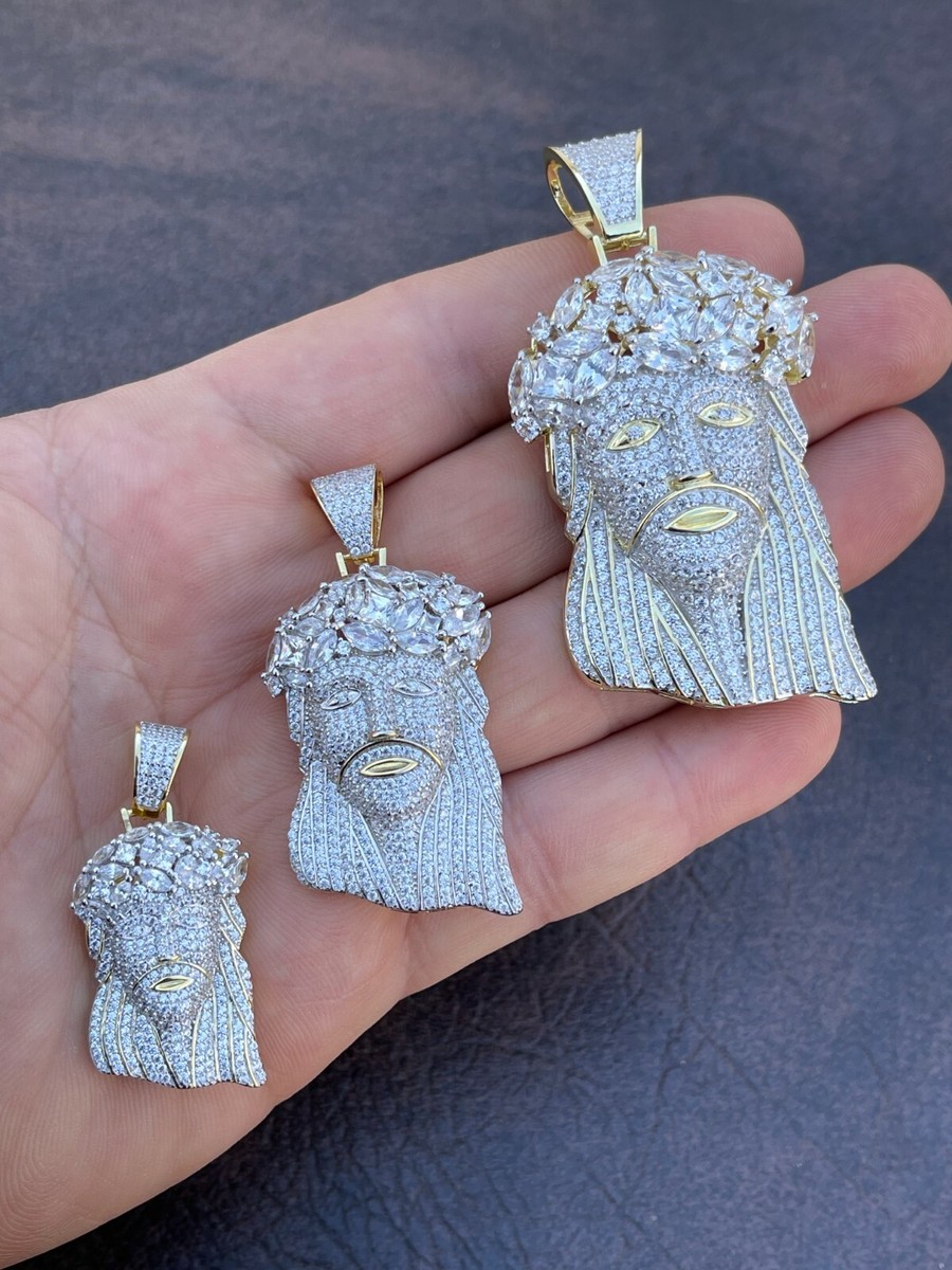 Half Iced Out Jesus Piece Super Big Gold Colour Jesus Copper Iced Out