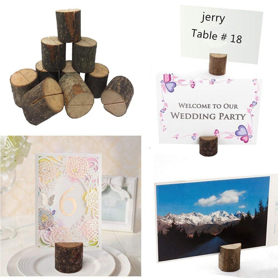 Wooden Table Name Place Card Holder Rustic Wedding Christmas Party ...
