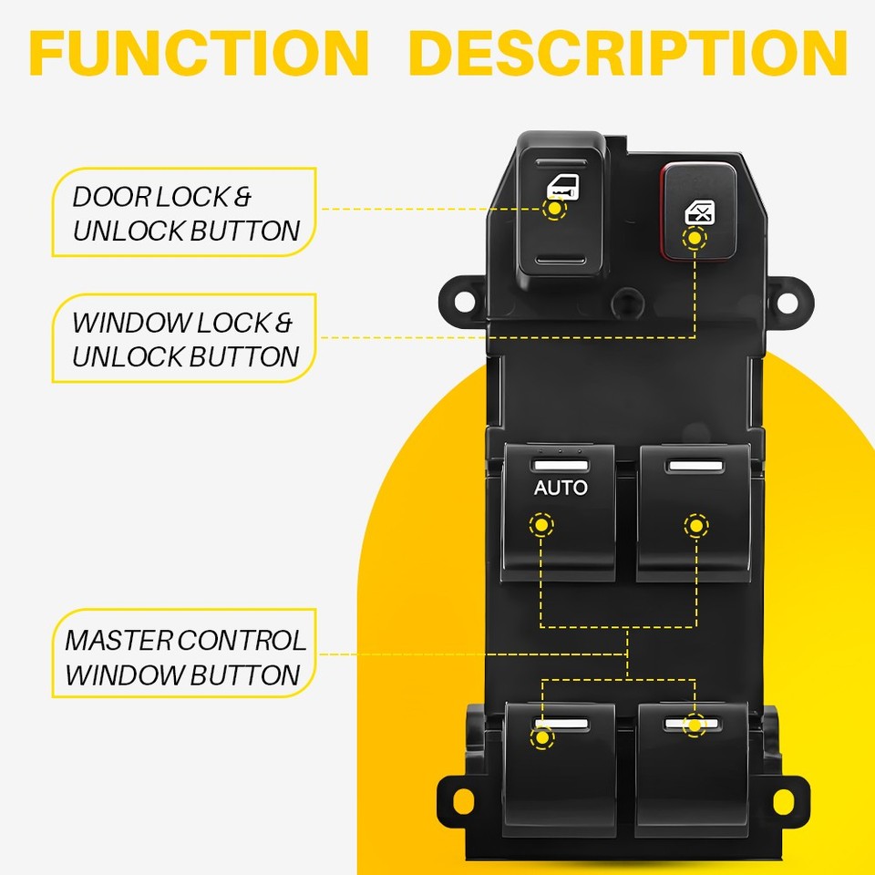 Black Power Window Switch 16 Pins 2X For KIA RIO 4-Door 2012-2015 Front ...
