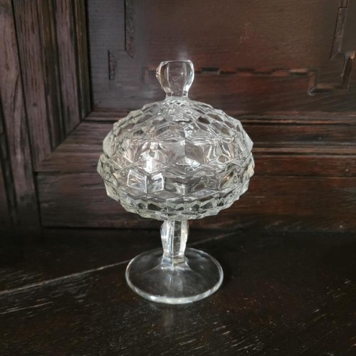 Very Good Vintage Fostoria American Pedestal Glass Jelly Compote w/ Lid ...