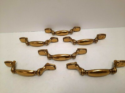 Set of 6 Vintage 1994 KBC Brass Cabinet Drawer Pull Handles 4 1/2" Long ...