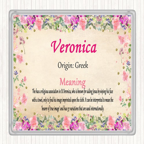 Veronica Name Meaning Drinks Mat Coaster Floral | eBay