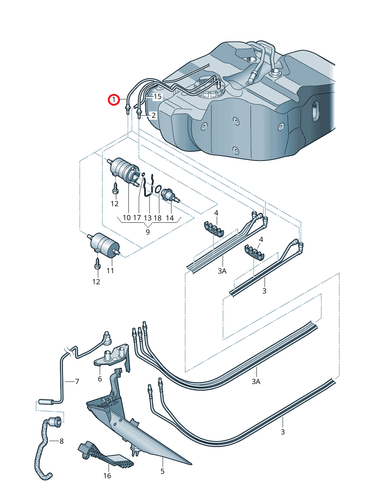 NEW GENUINE VOLKSWAGEN AUDI SEAT SKODA REAR FUEL TANK FEED LINE ...