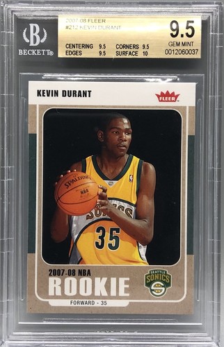 2007-08 Fleer Basketball Kevin Durant RC Rookie Card Sonics NBA BGS 9.5 ...